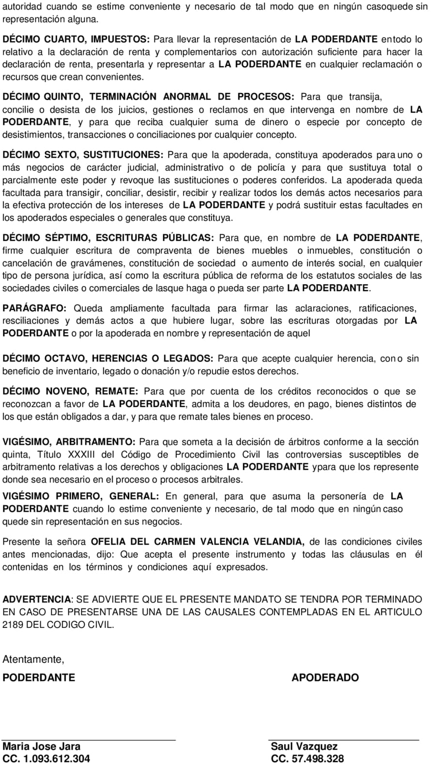 Modelo en word |poder amplio y suficiente, especial, general